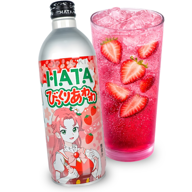 Hata Ramune Strawberry Flavor Soda Drink 500ml | OKIDOKI Asian Market