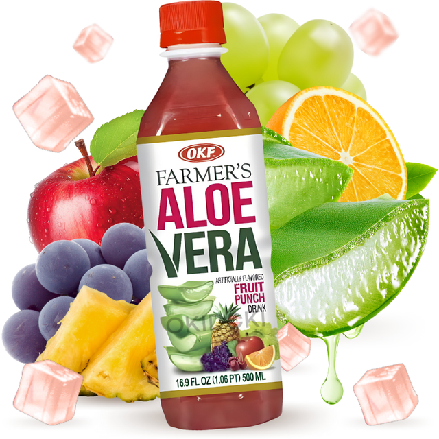 OKF Farmers Aloe Vera Drink Fruit Punch Flavor 500ml | OKIDOKI Asian Market