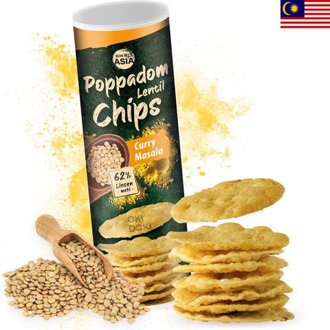 BONASIA Poppadom Lentilha Chips Sabor Curry Massala 70g – OKIDOKI Asian ...